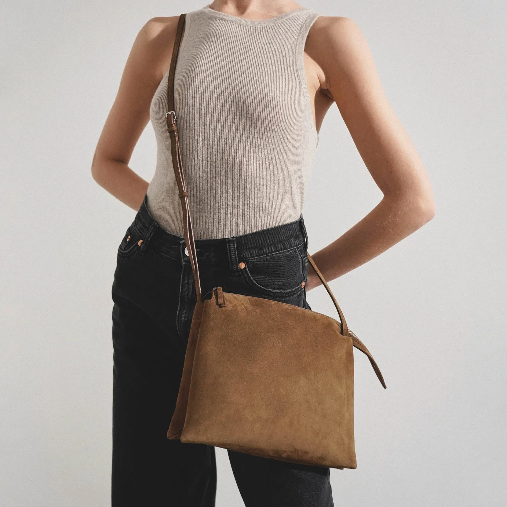 Nu Twin Sporty Beige Suede Bag - Savannahs